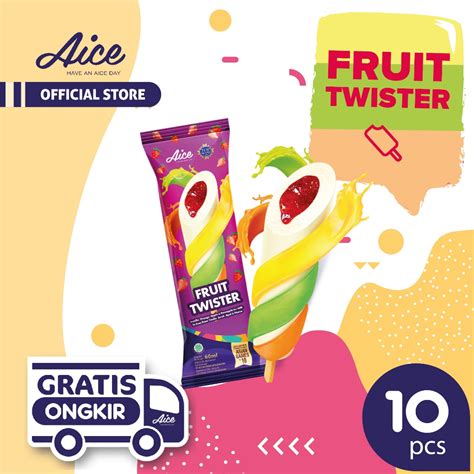 Jual Aice Ice Cream Fruit Twister Es Krim 3 Varian Stick Isi 10pcs