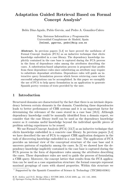 Pdf Adaptation Guided Retrieval Based On Formal Concept Analysis