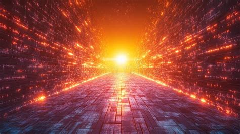 Digital Tunnel Of Glowing Data Streams Stock Illustration Illustration Of Innovation