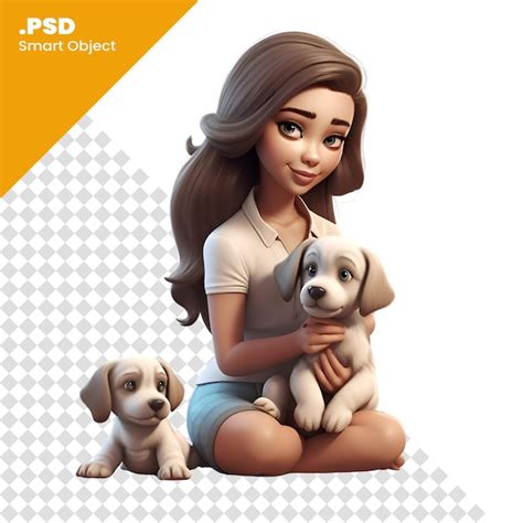 Belle Jeune Femme Avec Des Chiens Isolés Sur Fond Blanc Modèle Psd De