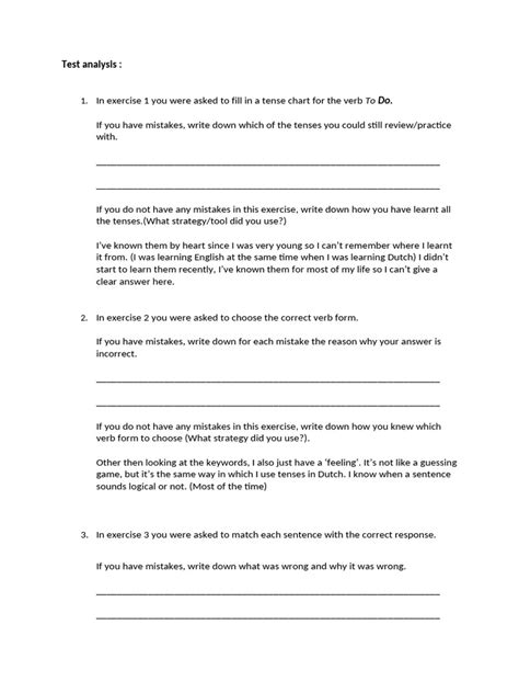 3en Test Analysis Revision Of Tenses Test Pdf Grammatical Tense