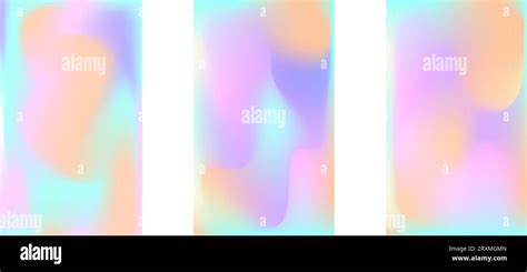 Set Of Holographic Abstract Background Stylish Holographic Backdrop With Gradient Mesh For