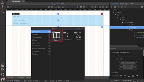 Wappler Documentation Building Multi Column Forms