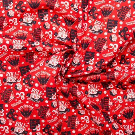 Red Roll For Initiative Dungeons Dragons Fabric The Quilt Shop