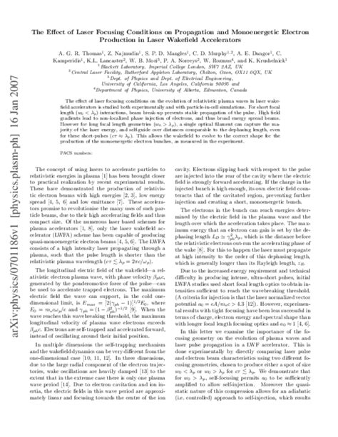 Pdf Laser Wakefield Simulations Towards Development Of Compact Particle Accelerators Csaba