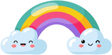 Vinilo decorativo ilustración Arcoiris con nubes felices TenVinilo