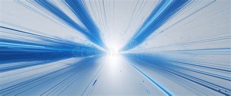 Abstract High Speed Blue Data Streams Converging Towards A Central Point Representing Digital