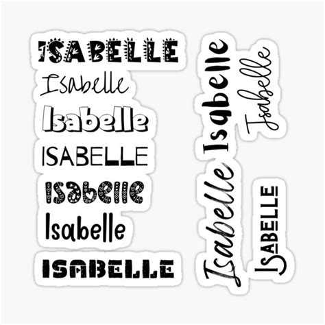 Isabelle In 10 Different Fonts Sticker For Sale By Magleen Redbubble