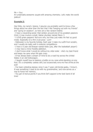 Dating Profile Examples PDF