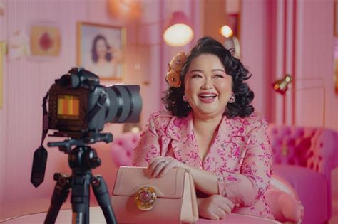 Free Photo Medium Shot Plus Sized Woman Influencer