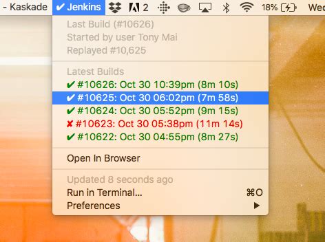 GitHub Tonymai Jenkins Bitbar Plugin Shows The Latest Builds Of A