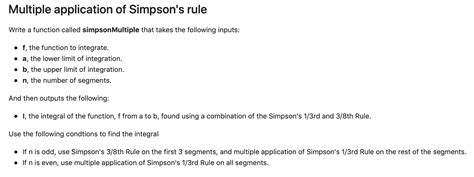 Solved Multiple Application Of Simpsons Rule Write A