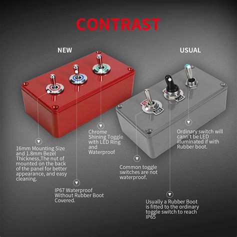 Daiertek 12 Volt Waterproof Push Button Toggle Switch 12v Lighted Rgb