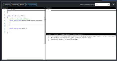 C Error CS0051 Inconsistent Accessibility Parameter Type Type Is Less Accessible Than Method
