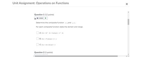 Solved Unit Assignment Operations On Functions Х Question 1