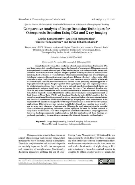 Pdf Comparative Analysis Of Image Denoising Techniques For Osteoporosis Detection Using Dxa