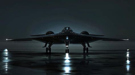 Premium Photo Stealth Jet Poised For Night Flight