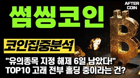 썸씽코인 전망 유의종목 지정 해제 6일 남았다 Top10 고래 전부 홀딩 중이라는 건 썸씽코인분석 썸씽코인목표가