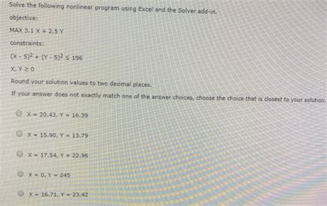 Solved Solve The Following Nonlinear Program Using Excel And