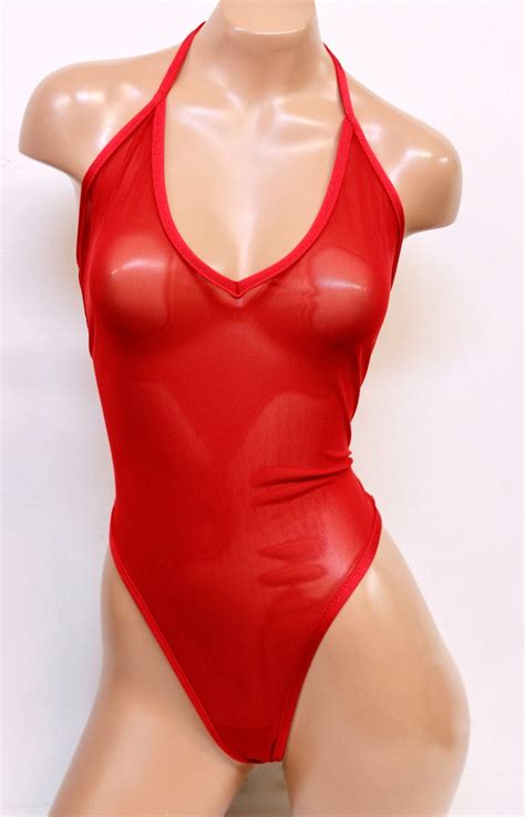 Sugarpuss HIGHCUT MESH BODYSUIT High Cut 80s Sheer Thong One Etsy