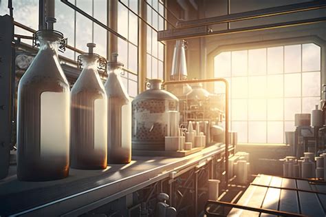 Premium Ai Image Milk Production In A Factory Neural Network Ai Generated