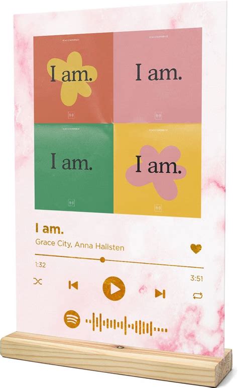 Songr Spotify Muziekbordje I Am Grace City Anna Hallsten 20x30 Roze Dibond