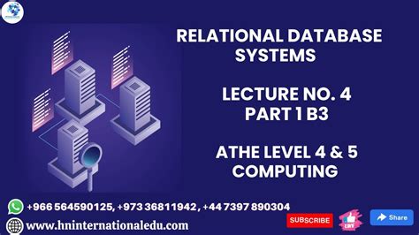 Relational Database Lecture No 04 Part 1 B3 Athe Level 4 And 5 Computing Youtube