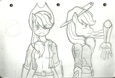 Applejack Semi Anthro Sketch Paper Weasyl