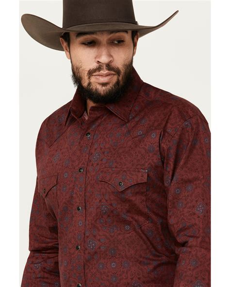 Rough Stock By Panhandle Mens Bandana Paisley Print Long Sleeve Snap