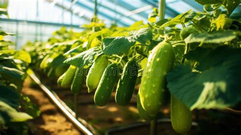 Growing Organic Cucumbers In A Greenhouse On The Farm Healthy
