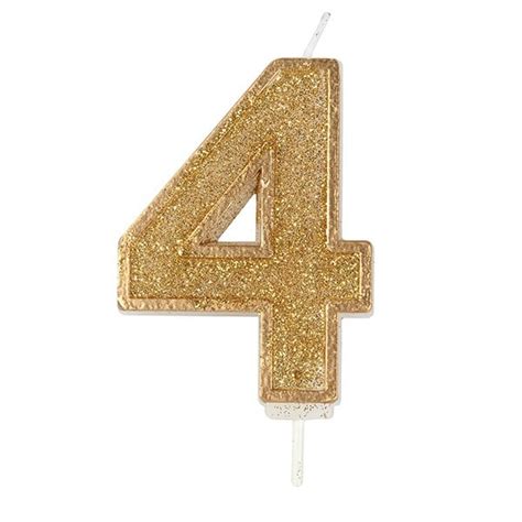 Gold Sparkle Numeral Candle Number 4 Cake Craftcake Craft