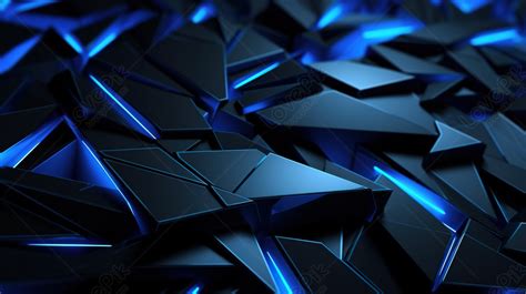 Futuristic Black And Blue Surface With Triangular Patterns In Abstract