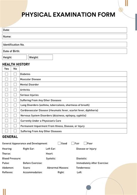 Physical Examination Printable Form A Comprehensive Guide We Love