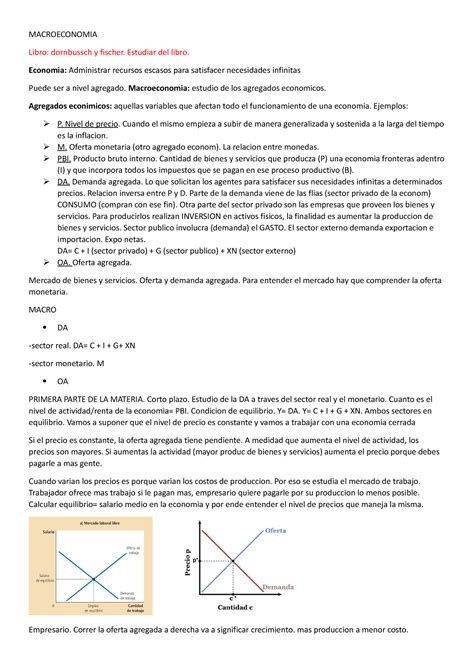 Primer Parcial Macroeconomia MACROECONOMIA Libro Dornbussch Y Fischer Estudiar Del Libro