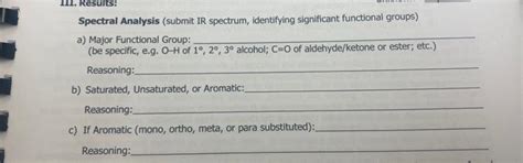 Solved Spectral Analysis Submit IR Spectrum Identifying Chegg Com