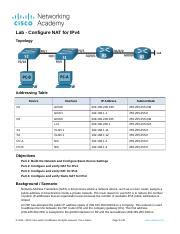 Lab Docx Lab Configure NAT For IPv Topology Addressing Table Device R Interface IP