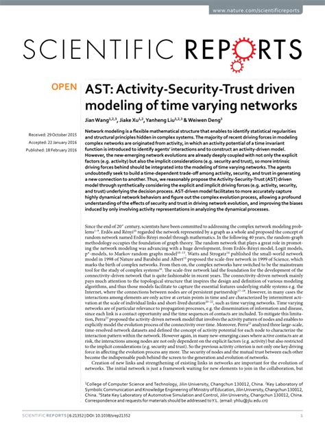 Pdf Ast Activity Security Trust Driven Modeling Of Time Varying Networks