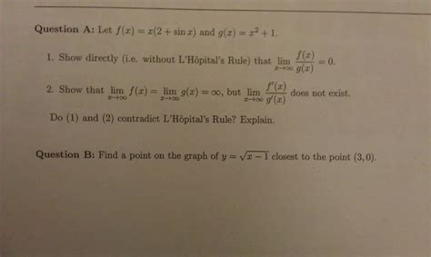 solved let f x x 2 sinx and g x x2 1 show directly i e