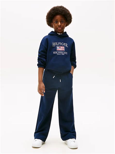 Jogginghose Mit Weitem Bein Und Logo Blau Tommy Hilfiger