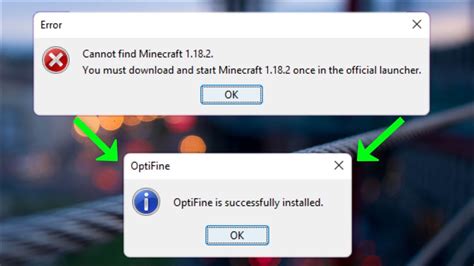 Optifine Cannot Find Minecraft 1182 You Must Download And Start
