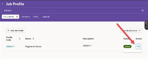 What Action Options For A Job Should Appear On Redwood Job Profile Search Page — Cloud Customer
