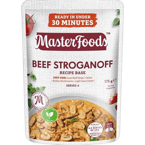 Calories In Masterfoods Recipe Base Beef Stroganoff Calcount