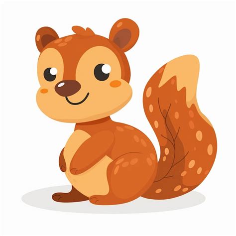 Una caricatura de una ardilla con una cola marrón y un fondo blanco Vector Premium generado con IA