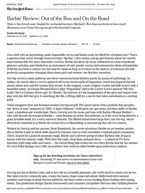 Barbie Review On The Road And Out Of The Box The New York Times