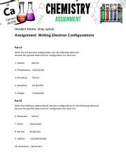 WritingElectronConfigurations Assignment Docx Student Name Shay Splain Assignment