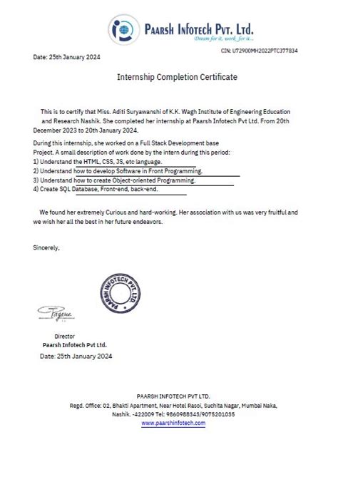 Aditi Suryawanshi On Linkedin Internshipcompletion Careermilestone