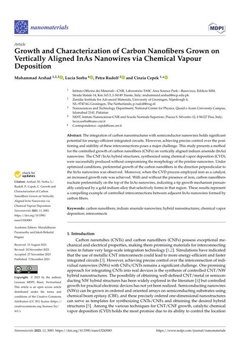Pdf Growth And Characterization Of Carbon Nanofibers Grown On