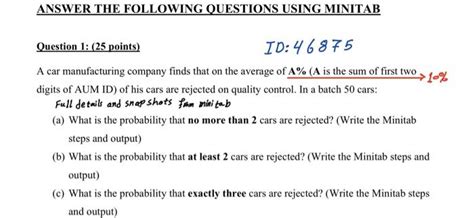 Solved Answer The Following Questions Using Minitab Question