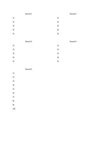 End Of Year 7 Maths Quiz Teaching Resources