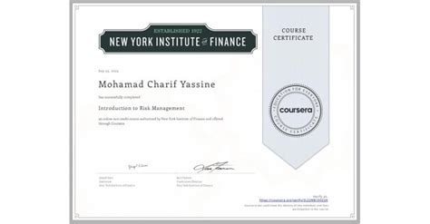 Mohamad Charif Yassine On Linkedin Completion Certificate For Introduction To Risk Management